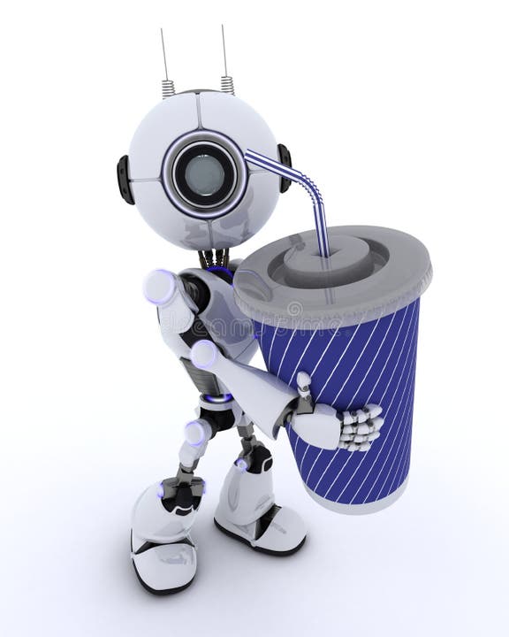 Robot with soda stock illustration. Illustration of cute - 60998098