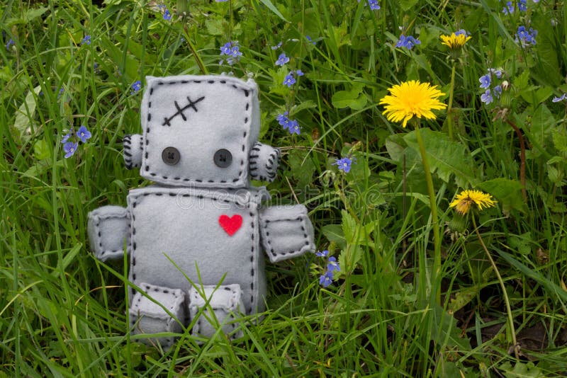 Robot Soft Toy at Green stock photo. Image of button - 71158258