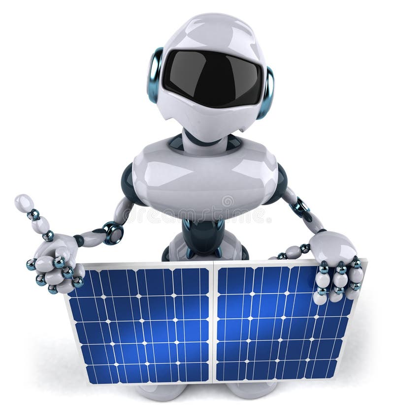 Robot and solar panel stock illustration. Illustration of combine ...