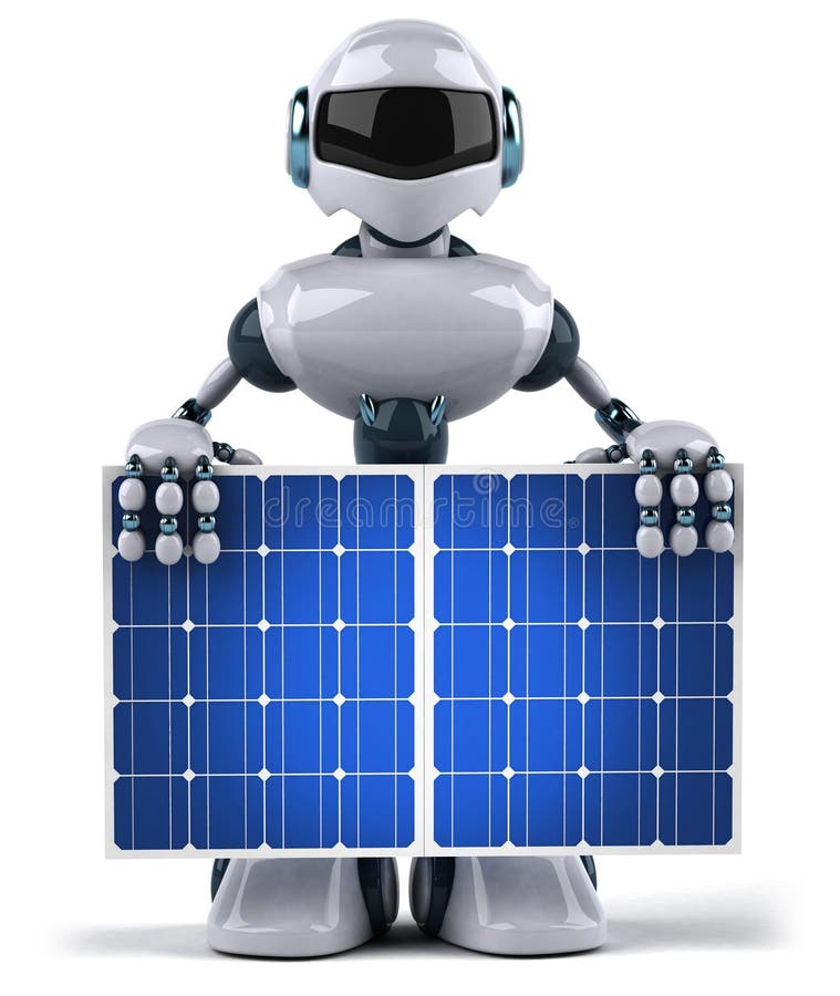Robot and solar panel stock illustration. Illustration of efficiency ...