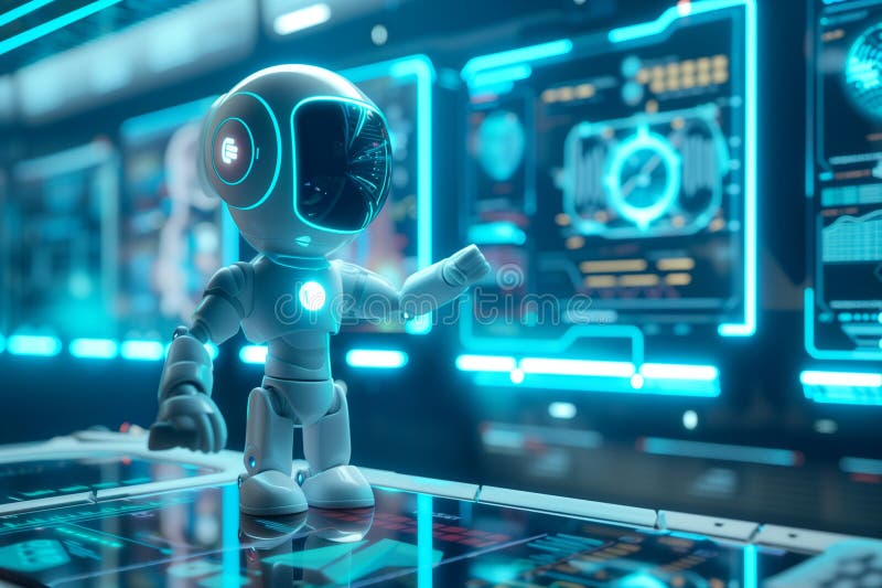 Robot Solving Complex Problem on Holographic Digital Interface Screen ... Robot Solving Complex Problem on Holographic Digital Interface Screen ...