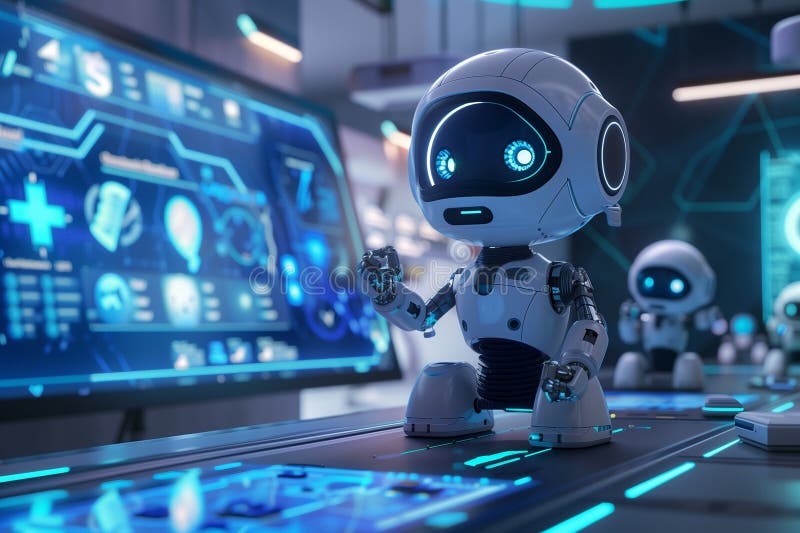 Robot Solving Problem on Holographic Digital Interface Screen in ...