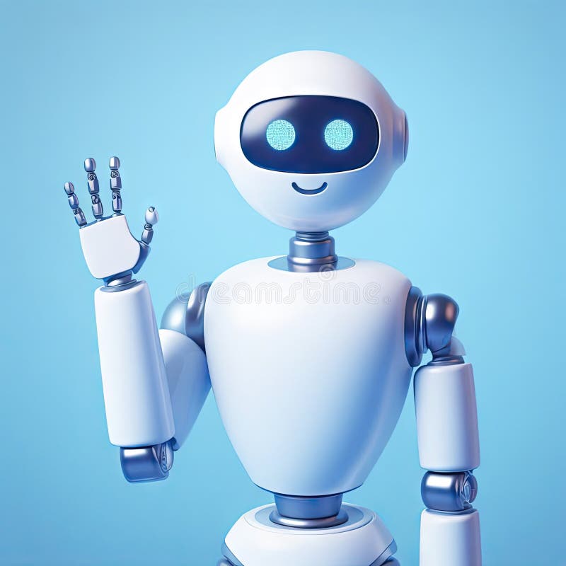 Robot Sonriente Saludando Con La Mano. Generador De Ai Stock de ...