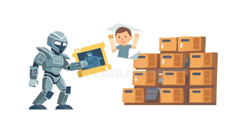 Robot Sorting Boxes, Symbolizing Logistics, Vector Design Generative AI Stock Vector ...