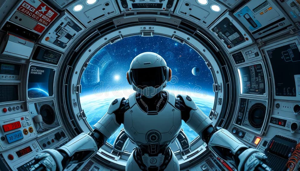 Robot is in a Space Shuttle Stock Image - Image of fantasy, universe ...