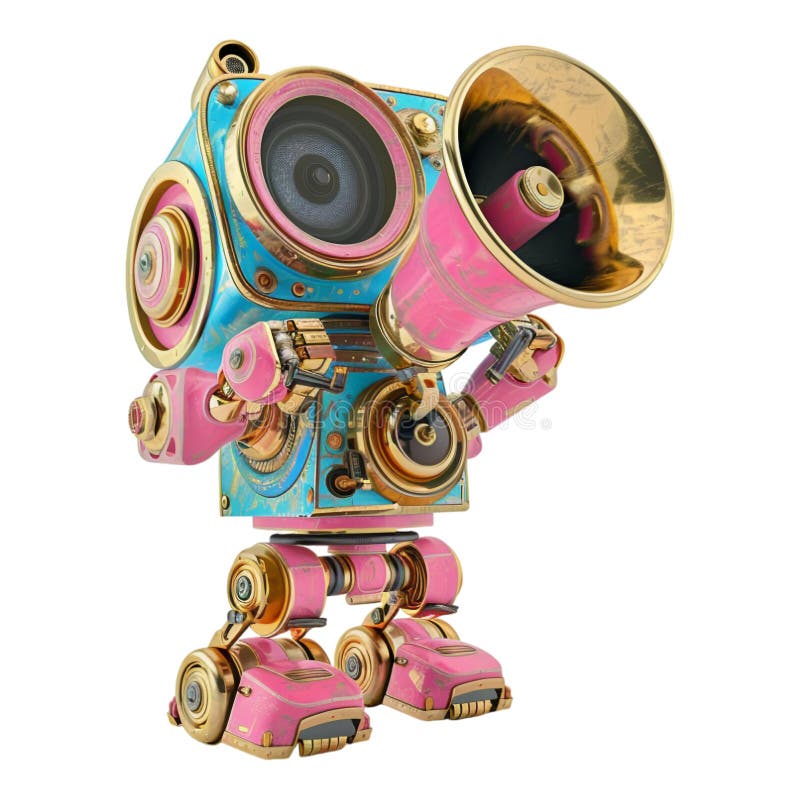 Robot Speaking on Mic on Transparent Background - Ai Generated Stock ...