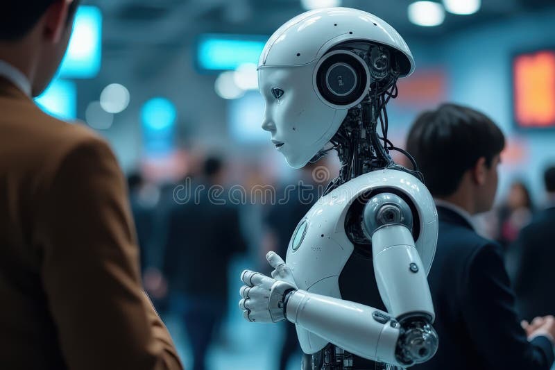 Robot Speech Assistant Demonstration Stock Illustration - Illustration ...