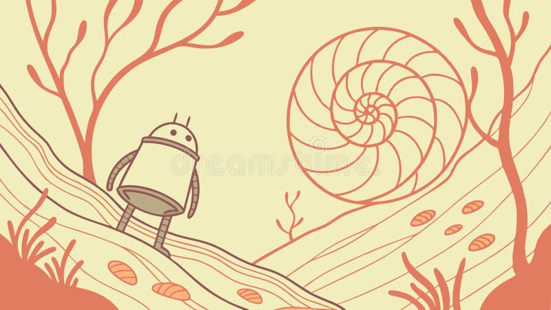 Robot with a Spiral Shell Background, Vector Design Generative AI Stock ...
