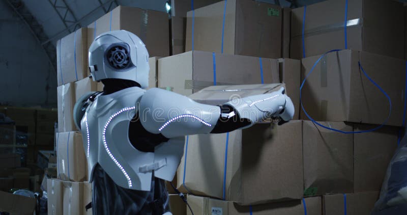 Robot Stacking Boxes in a Warehouse Stock Image - Image of occupation ...