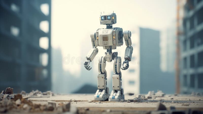 Robot Standing on Buildings Generative Ai Stock Illustration ...