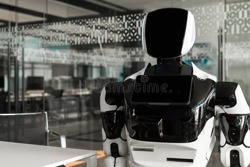 Robot Standing in Conference Hall of Stock Image - Image of artificial ...