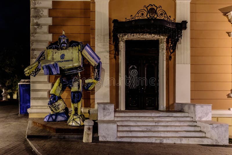 Robot Standing Front Blue Wall Stock Photos - Free & Royalty-Free Stock ...