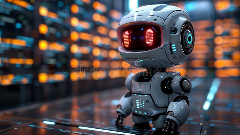 Robot Standing in Front of Computer Screen Stock Photo - Image of modern, computer: 320528512