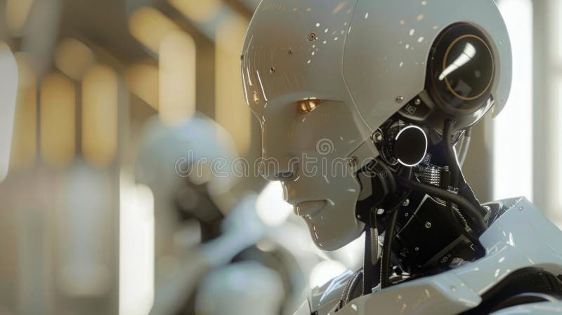 Robot Standing in Front of Window Stock Photo - Image of humanoid ...