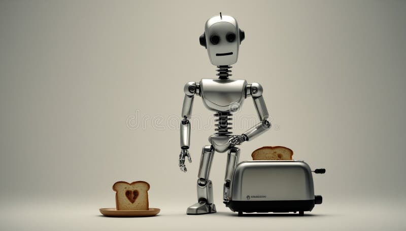 A Robot Standing by a Toaster Stock Photo - Image of cloth ...