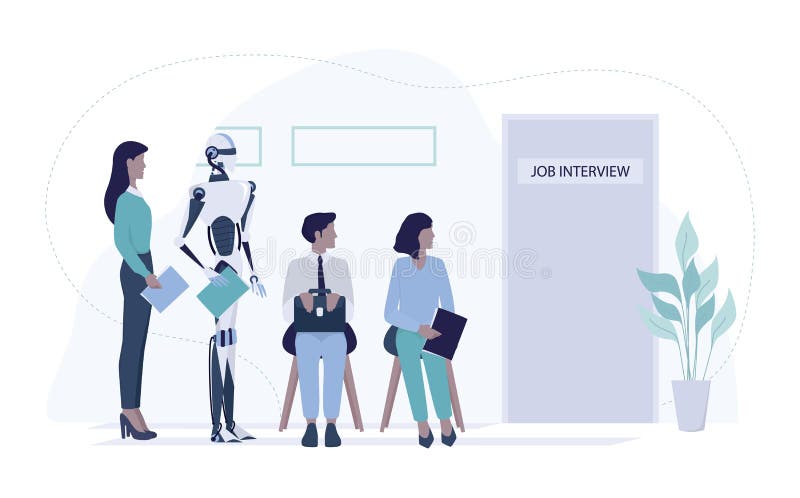 Queue of Candidate on Chair Wait for Job Interview Stock Illustration ...