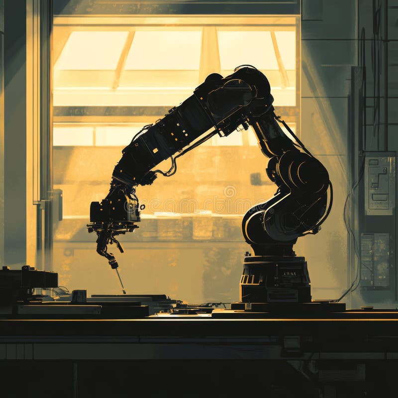 A Robot is Standing in a Room with a Window Stock Illustration ...