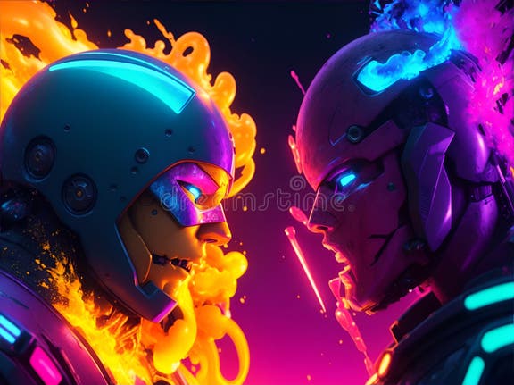 Robot Standoff. AI Generated Stock Illustration - Illustration of ...