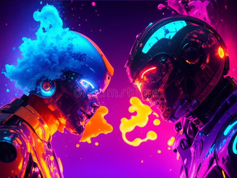 Robot Standoff. AI Generated Stock Illustration - Illustration of ...
