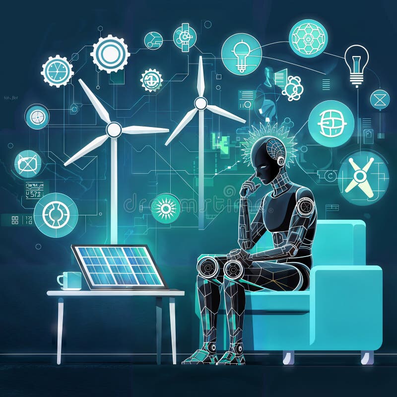 Industrial Robot Arm Installing Solar Panels, Blending Automation and ...