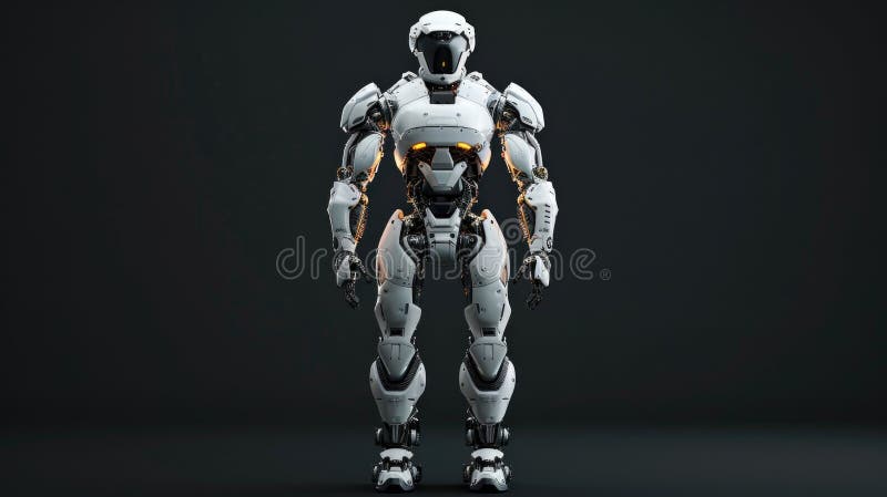 A Robot Stands in Front of a Dark Background Stock Illustration ...