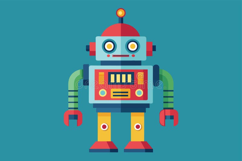 A Robot Stands Motionless in the Center of a Plain Blue Backdrop ...