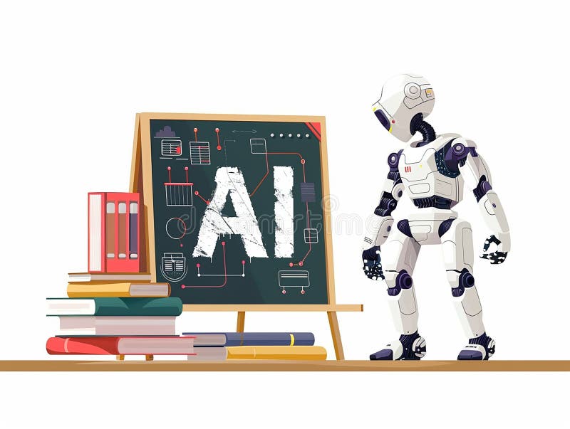 Robot Learning about Ai on Chalkboard Stock Illustration - Illustration ... Robot Learning about Ai on Chalkboard Stock Illustration - Illustration ...