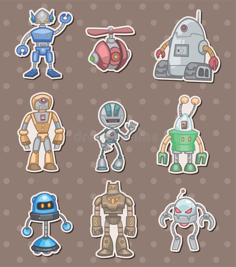 Robot stickers stock illustration. Illustration of metal - 24585609