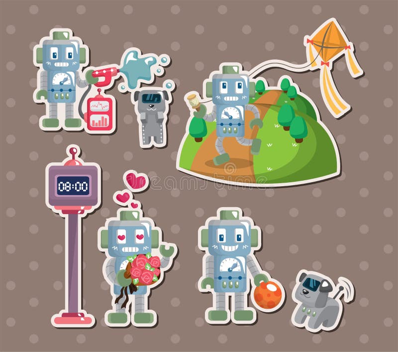 Cartoon Robot Stickers Stock Illustrations – 832 Cartoon Robot Stickers ...