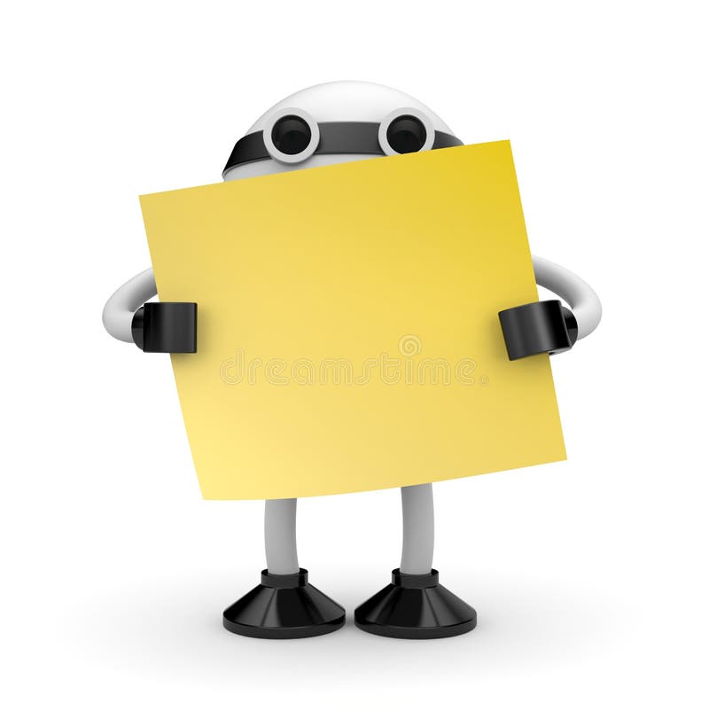Robot with sticky note stock illustration. Illustration of message ...