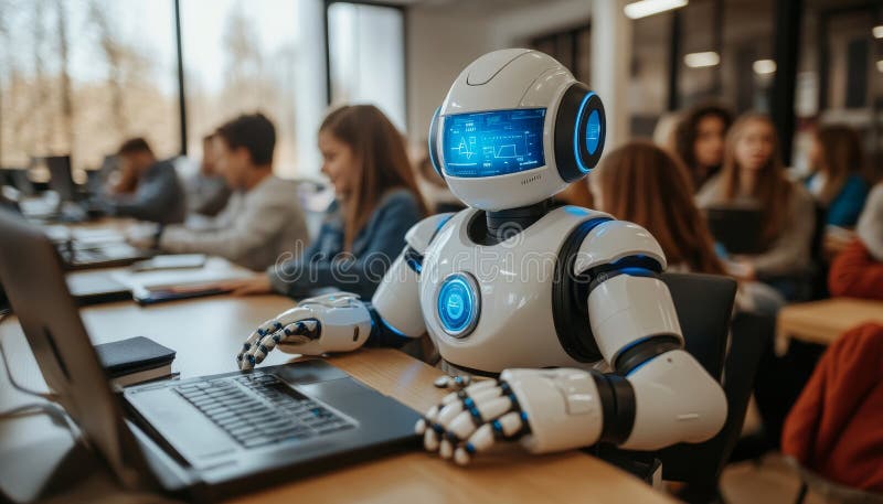 Robot Student in Classroom Embracing the Future of Education ...