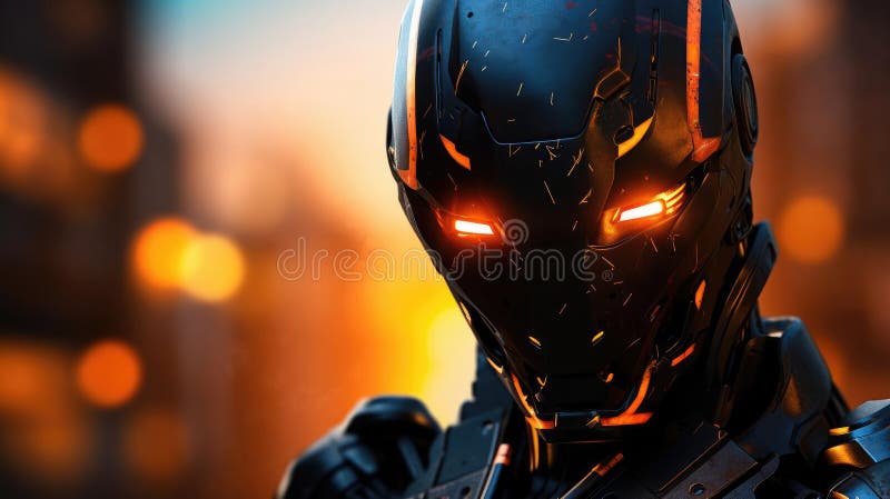 Robot superhero in motion stock photo. Image of technology - 293553234