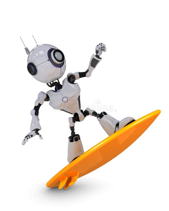 Robot Surfer stock illustration. Illustration of futuristic - 61583430
