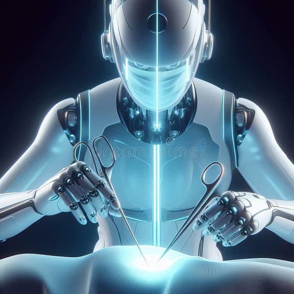 A Robot Surgeon Performs Operations Stock Illustration - Illustration ...