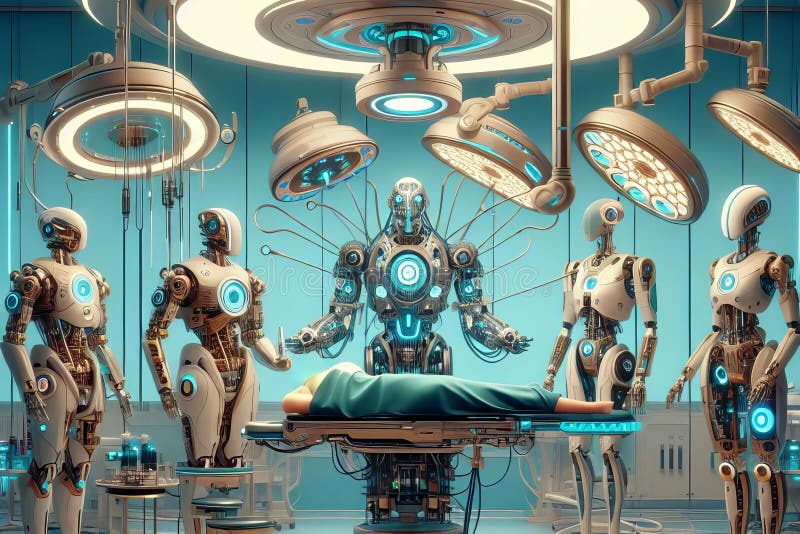 A Robot Surgeon Performs Operations Stock Illustration - Illustration ...