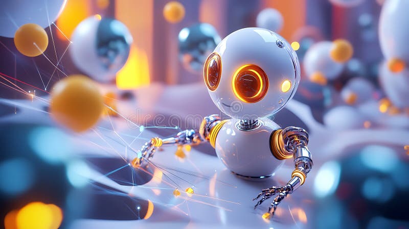 A Robot is Surrounded by Many Small Balls, Some of Which are Yellow ...