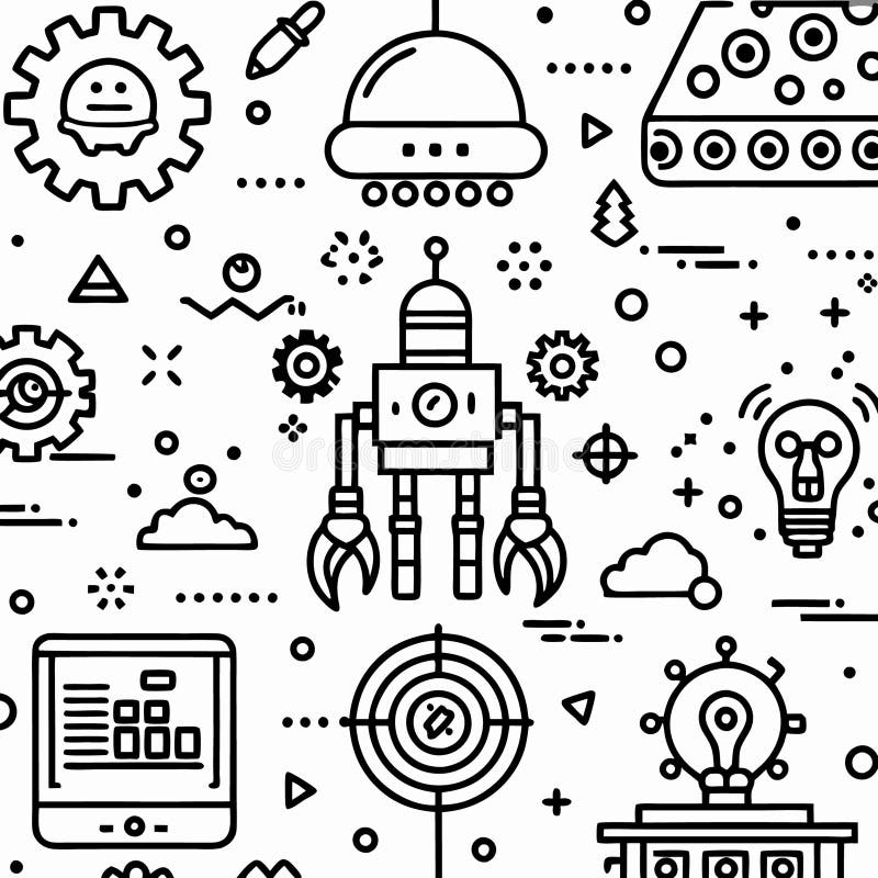 Robot Surrounded by Technology and Innovation Icons Stock Vector ...