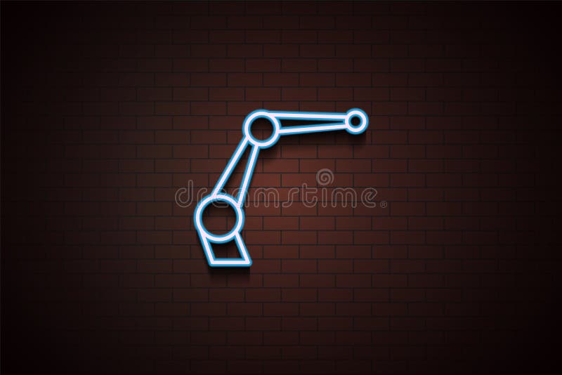 Robot System Icon in Neon Style Stock Illustration - Illustration of ...