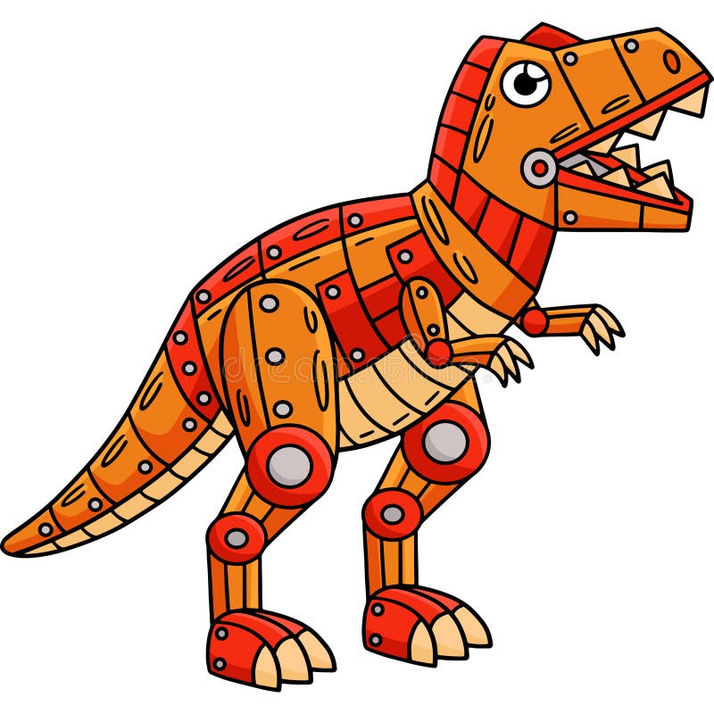 Robot T Rex Cartoon Colored Clipart Illustration Stock Vector ...