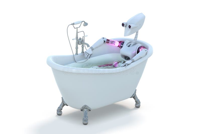 Robot Taking a Bath stock illustration. Illustration of model - 93431643