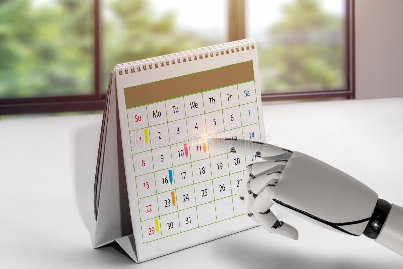The Robot Is Taking Notes On The Calendar Appointment For The Calendar
