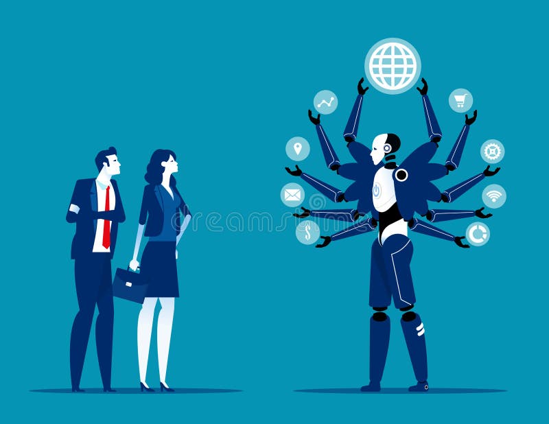 Robot Taking Over Human Jobs in Future. Replace Humans Working Concept ...