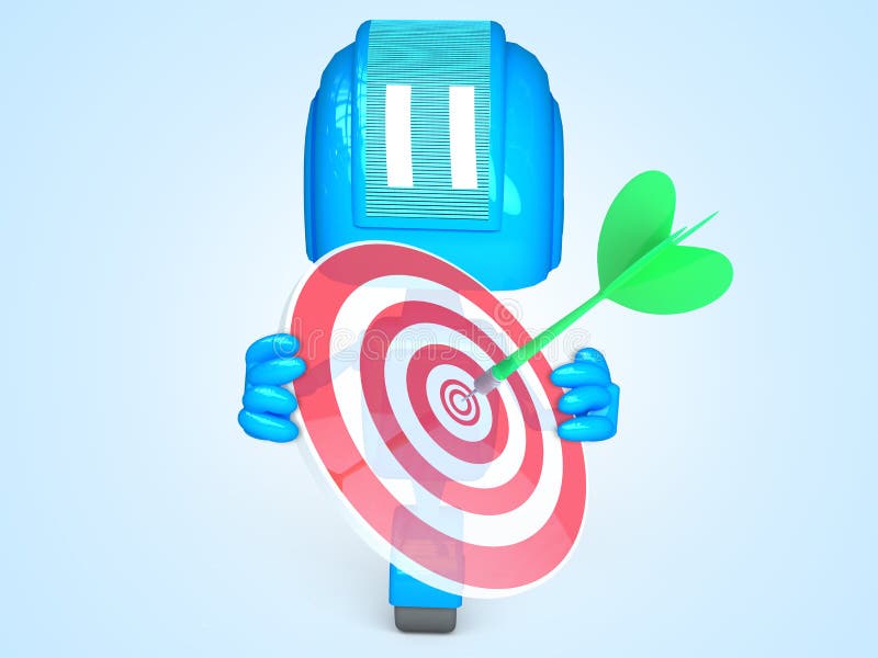 Robot Aiming Key To Success. Concept Business Vector Illustration Stock ...