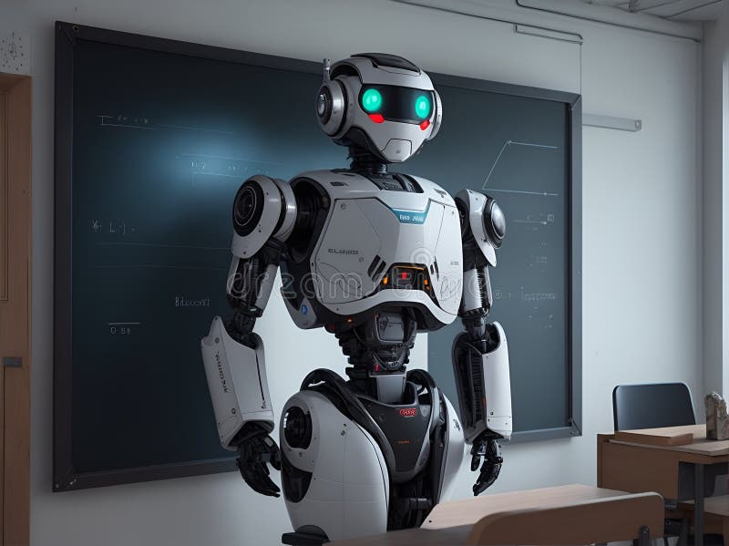 Robot Teacher in School stock illustration. Illustration of ...