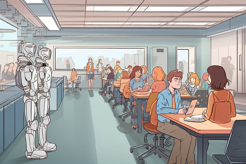 The Robot Teacher is Teaching the Lesson. AI Generated Stock Photo ...