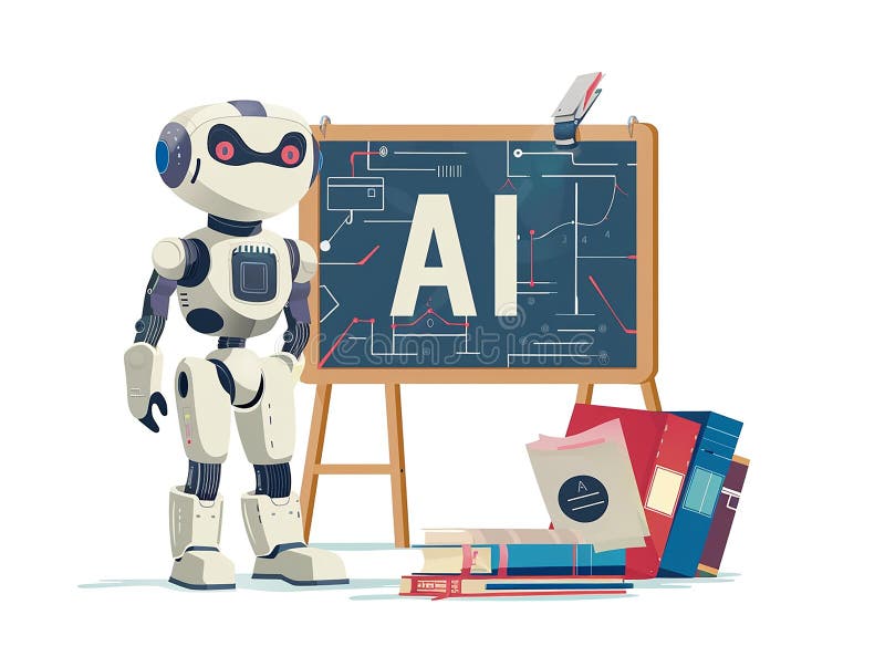 Robot teaching ai class stock illustration. Illustration of character ...