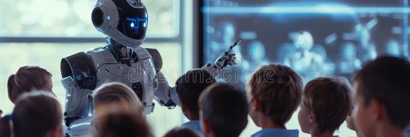 Robot Teaching Children with a Futuristic Interface. Advanced AI in ...