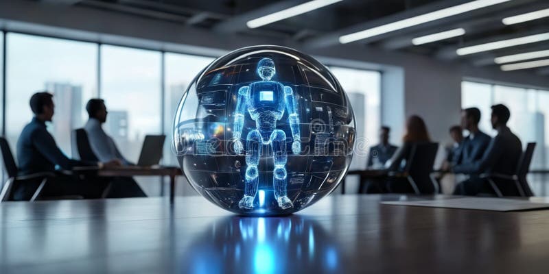 Robot Team Working in the Office instead Human, Future Technology ...