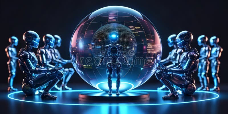 Robot Team Working in the Office instead Human, Future Technology ...