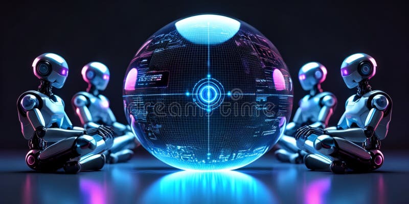 Robot Team Working in the Office instead Human, Future Technology ...